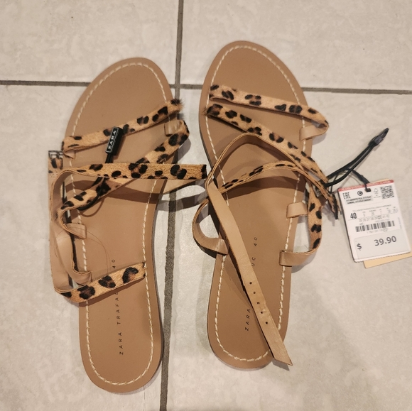 Zara | Shoes | Zara Leopard Strappy Sandals | Poshmark